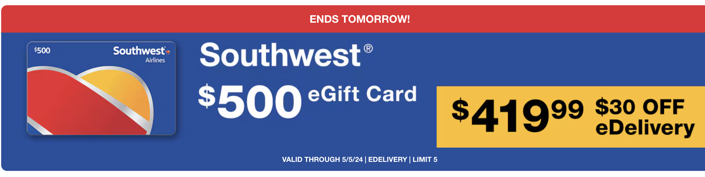 BEST DEAL SO FAR: ALMOST 20% Off Southwest Gift Cards Through 5/5 ...